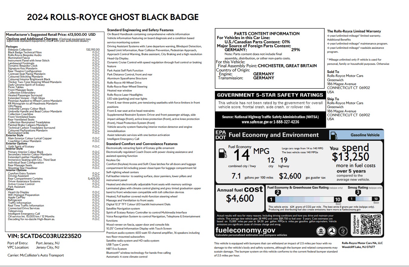 Pre-Owned 2024 Rolls-Royce Black Badge Ghost Ekleipsis Collection For ...